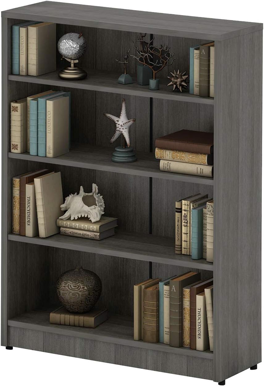 Amazon.com: Collection 4-Shelf Wood Bookcase Freestanding Display ...