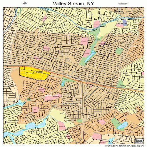 Amazon.com: Large Street & Road Map of Valley Stream, New York NY ...