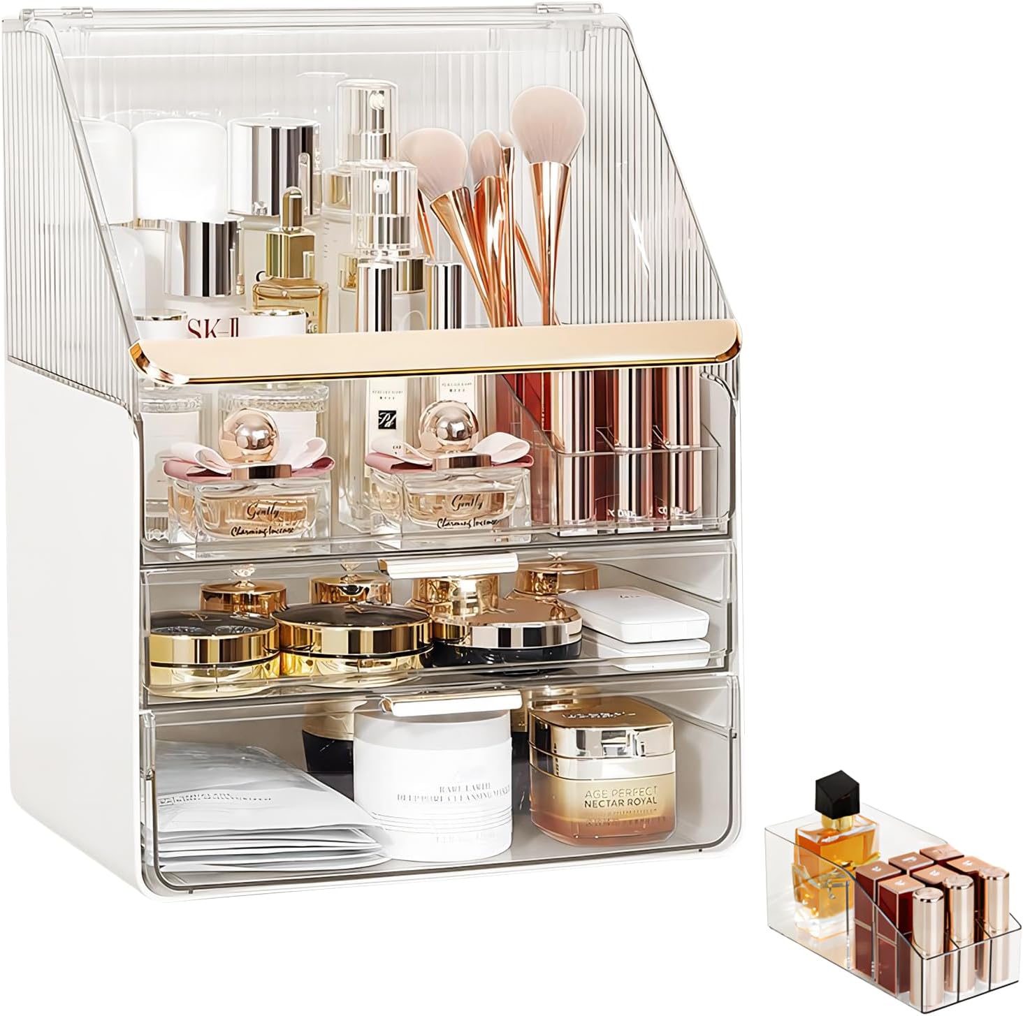 Amazon.com: DASITON Dustproof MultiLayer Makeup Brush holder Organizer ...