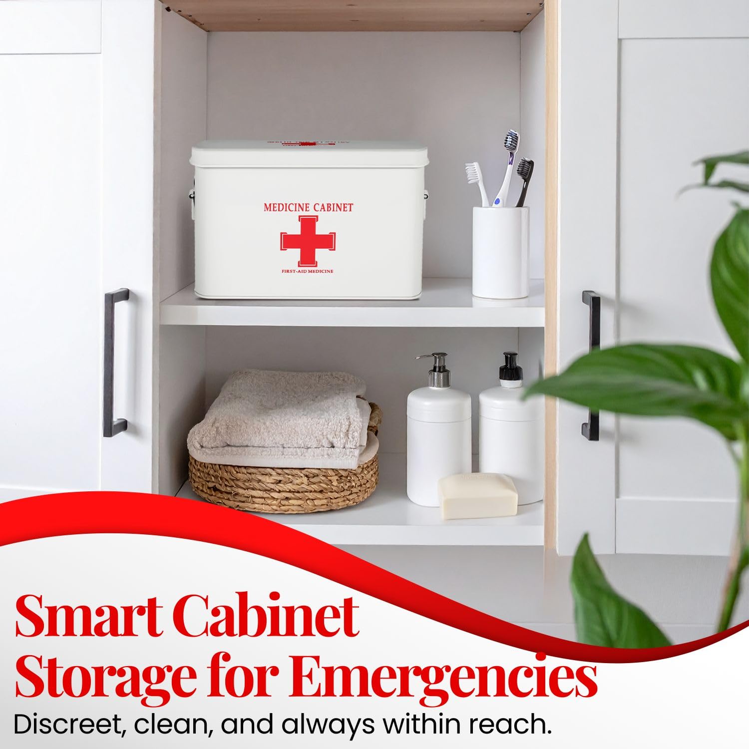 Snapklik.com : Flexzion First Aid Box Organizer Empty 13" White Vintage ...