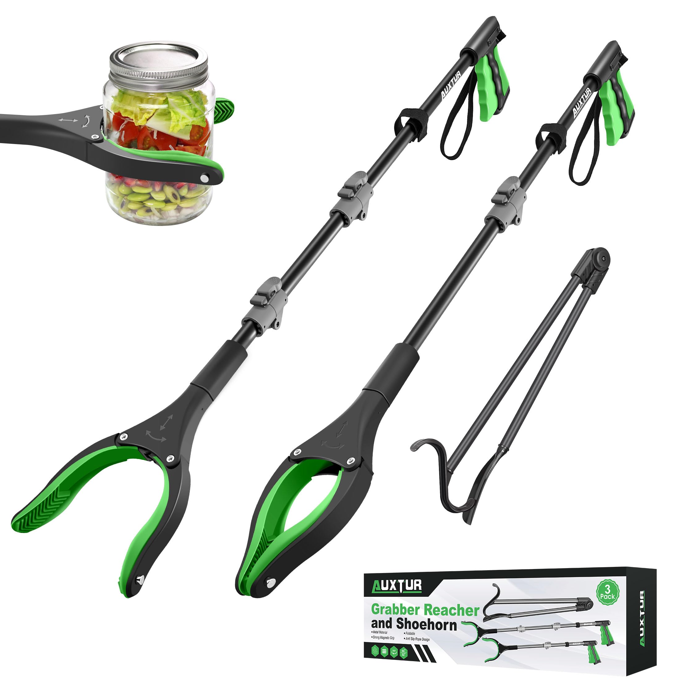 Amazon.com: AUXTUR 44"Grabber Tool and 32"Long Handled Shoe Horn, 3pack ...