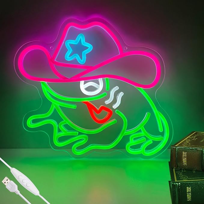 Amazon.com : Cowboy Frog Neon Sign for Wall Decor Heroic Cowboy Frog ...