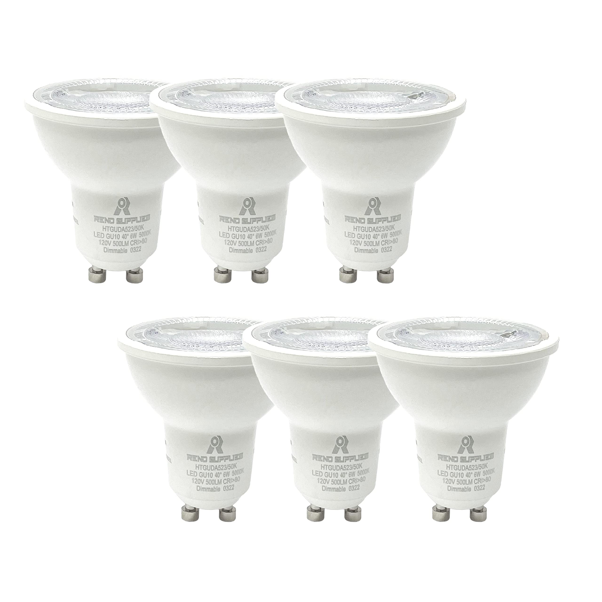 RS Dimmable GU10 LED Bulbs, 5000K Day Light White GU10 LED Bulbs, 6W ...