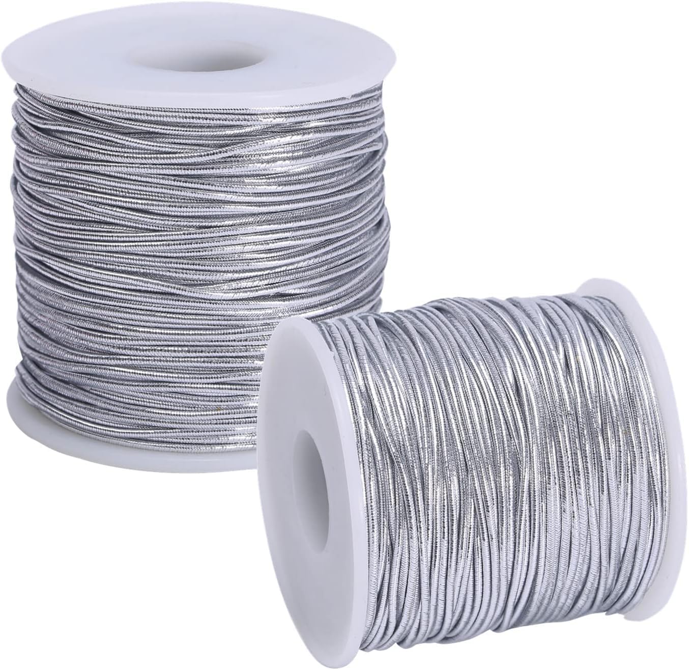 Amazon.com: 2 Rolls Silver Metallic Elastic Cords Ribbon Metallic ...