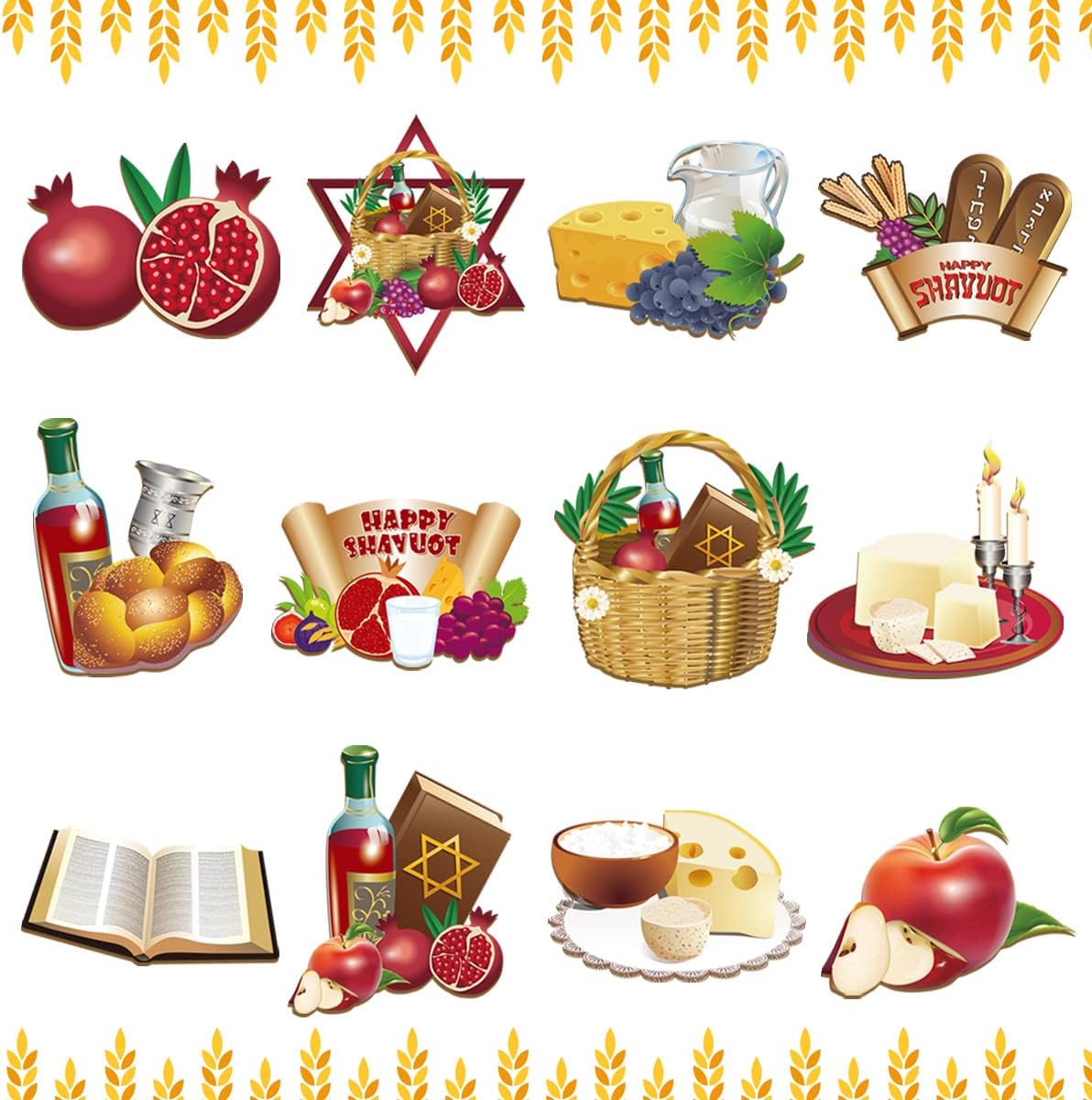 Amazon.com: CMUSKO Shavuot Ornaments - 24pcs Hanging Wood Signs Jewish ...