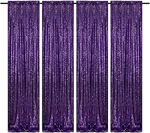 Amazon.com : TCBESTO Purple Sequin Backdrop Curtains 2FTx8FT 4 Panels ...