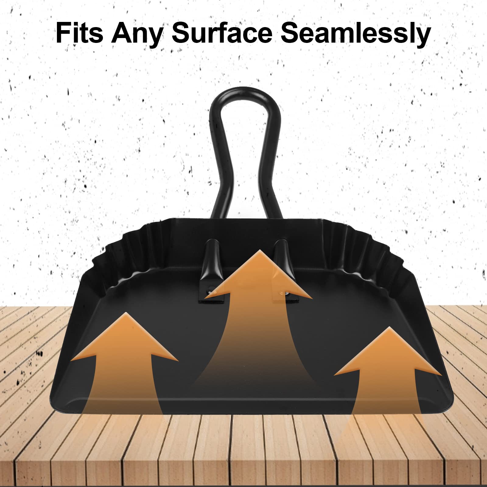 Snapklik.com : Heavy Duty Black Metal Dust Pan -Handheld Dustpan