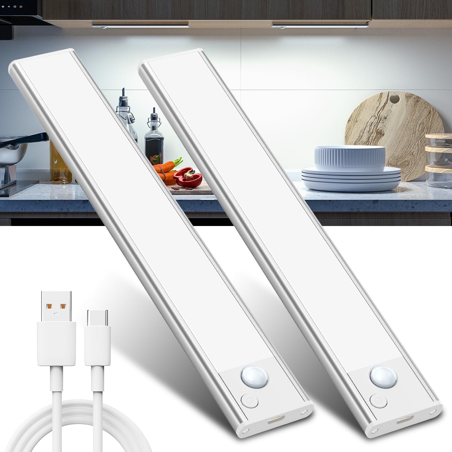 Under Cupboard Kitchen Lights LED - Cabinet Light Motion Sensor Indoor ...