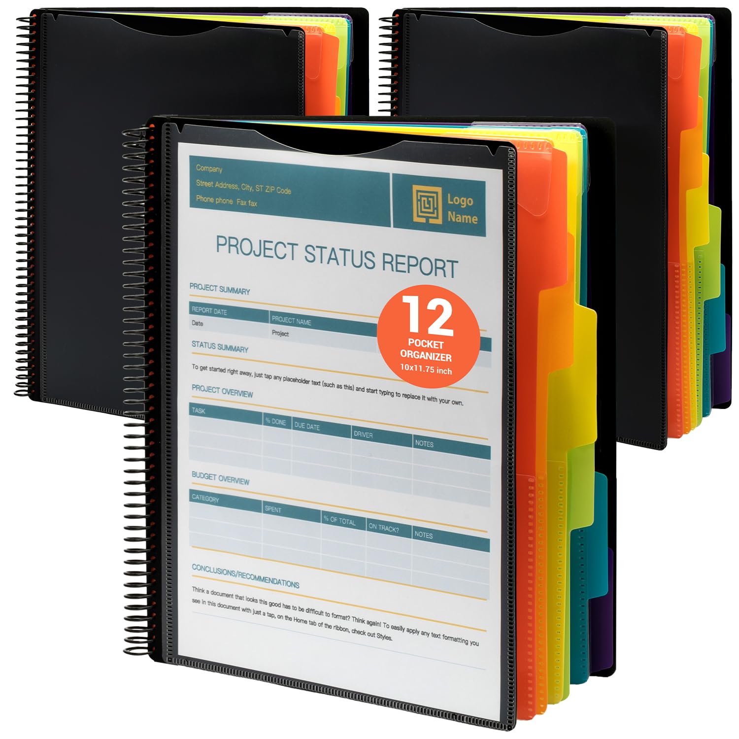 Snapklik.com : Mukawa 12 Pocket Poly Project Organizer, Spiral Project ...