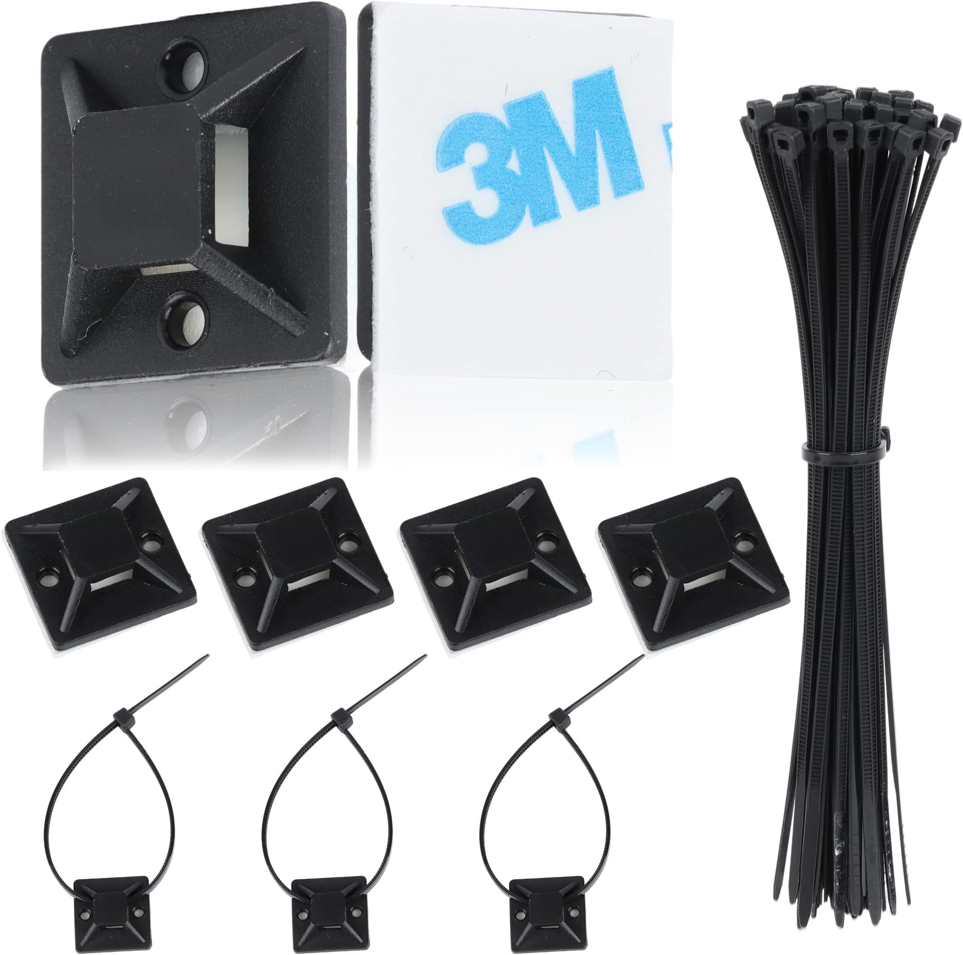 Amazon.com: Strong Back-Glue Self Adhesive Cable Zip Tie Mounts Kit ...