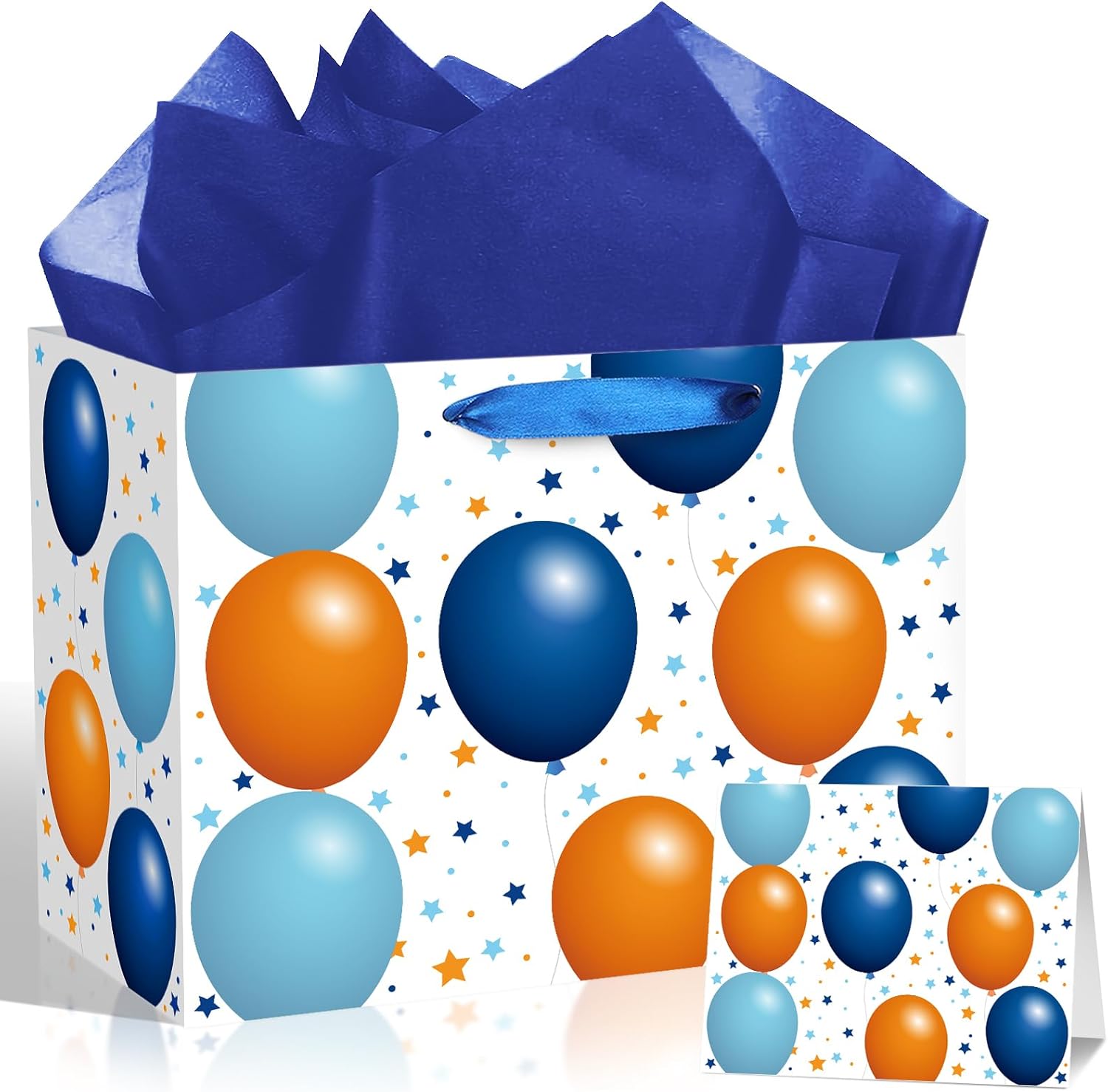 Amazon.com: Yoirrat Blue Orange Birthday Gift Bag for Boys Girls, Large ...