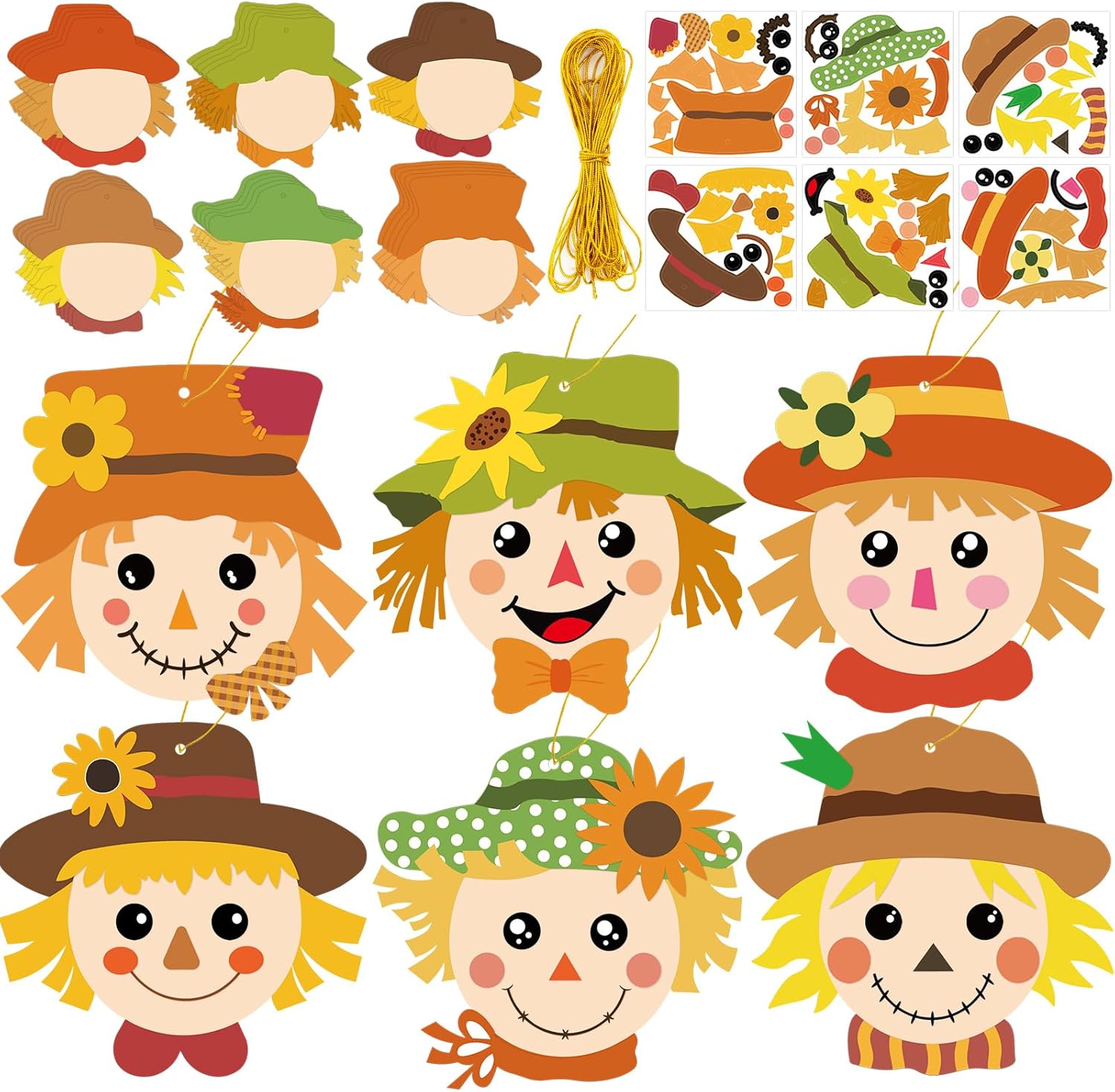 Amazon.com: Fall Scarecrow Craft Kits Make Your Own Scarecrow Head Art ...