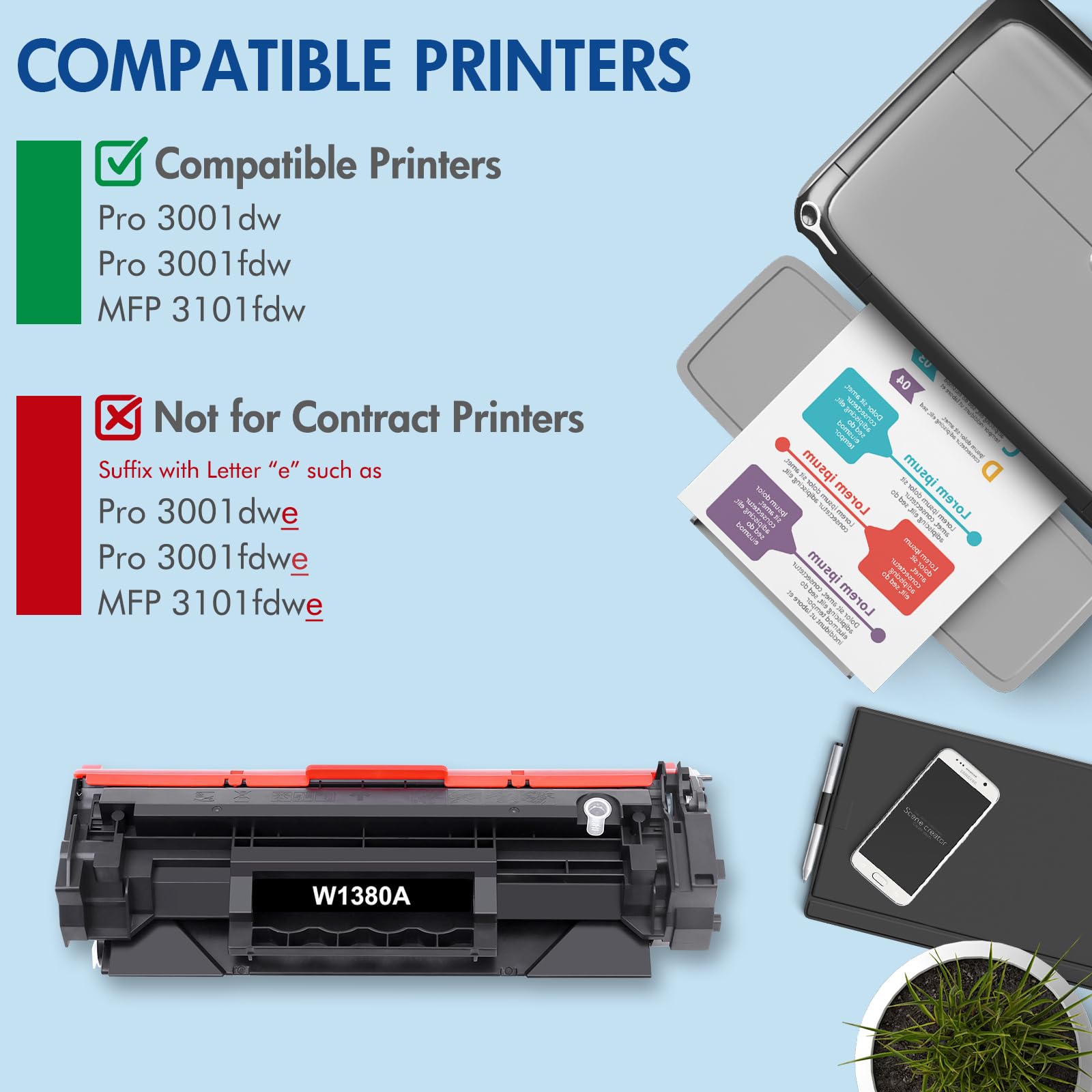 138A Black Toner Cartridge 4 Pack: Compatible Replacement for HP 138A ...