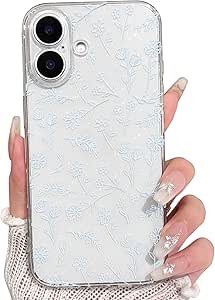 Amazon.com: Lovmooful Compatible for iPhone 16 Case Clear Cute Flower Floral with Slim Glitter ...