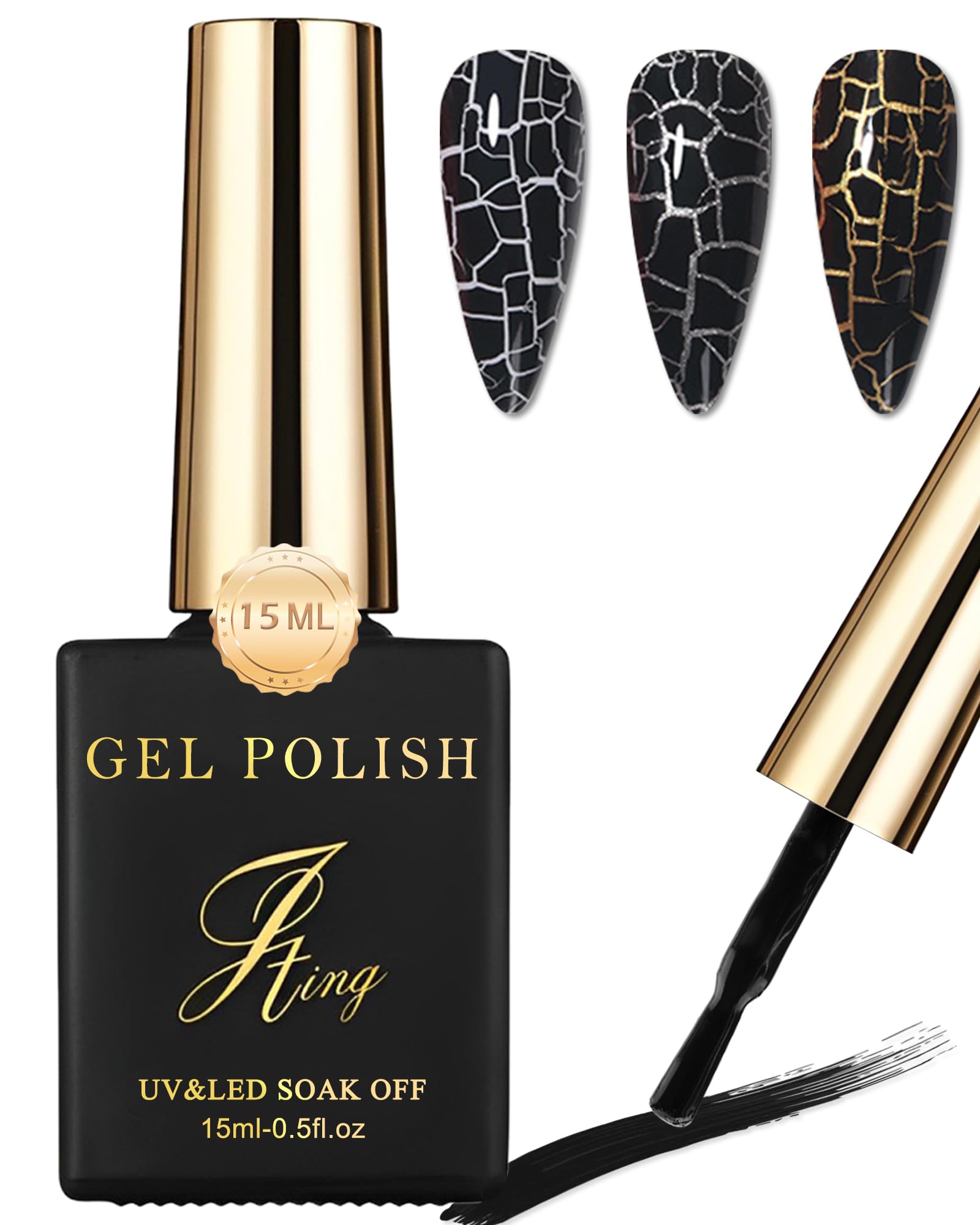 Amazon.com : 3D Crackle Gel Nail Polish,Magic Black Crackle Nail Gel ...