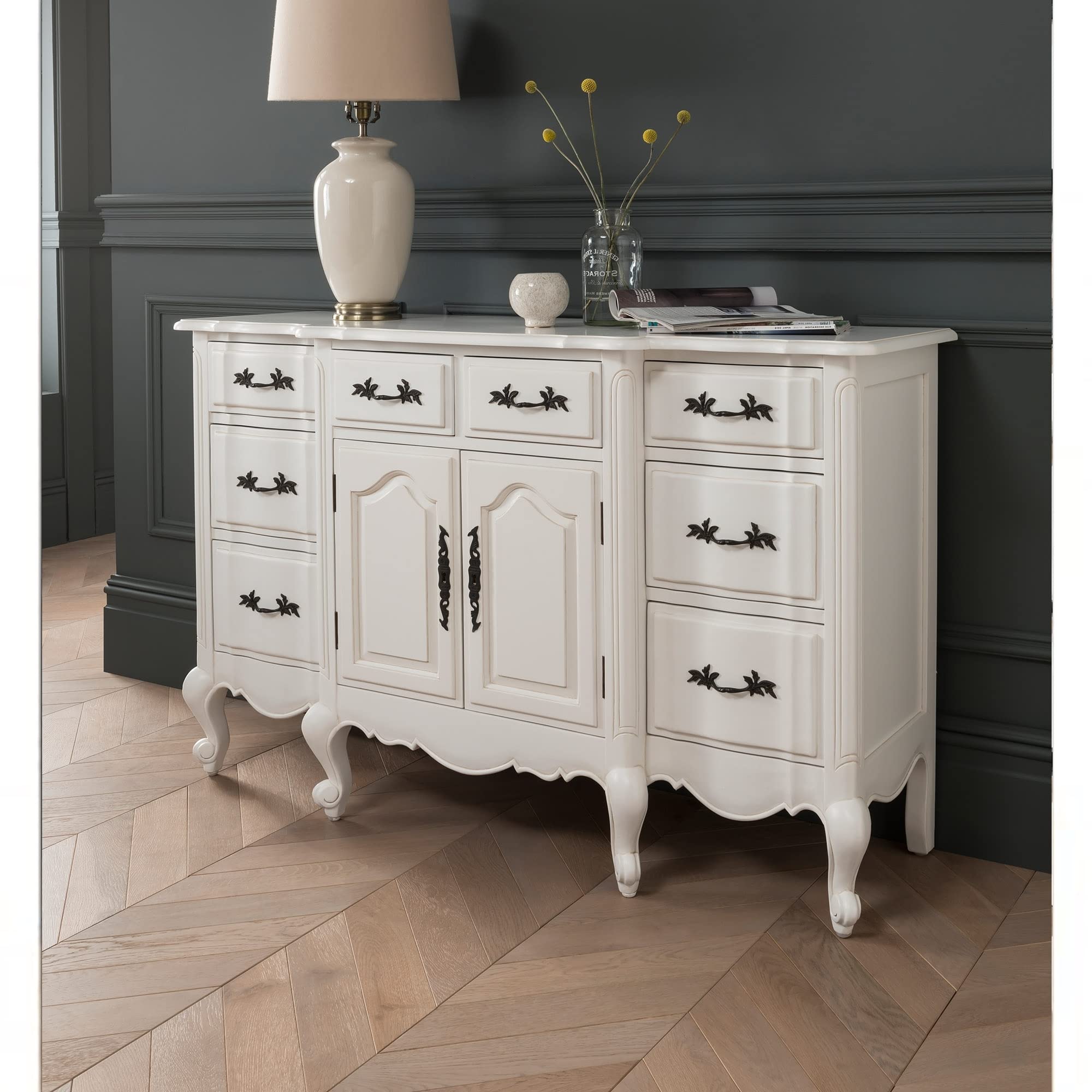 Homesdirect365 Antique French Style Sideboard | 8 Drawers 2 Cupboards ...