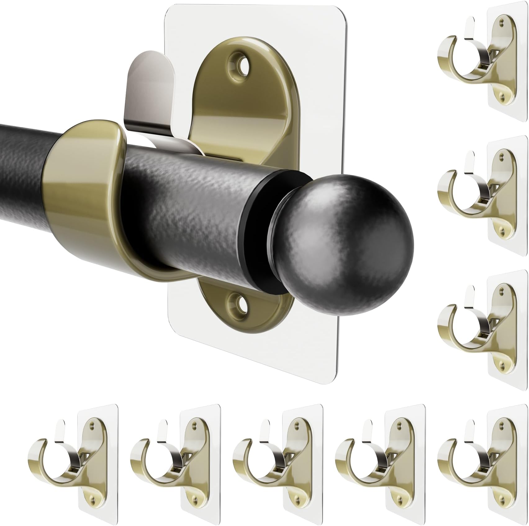 Amazon.com: CIEMGNZOC 4PCS No Drill Curtain Rod Brackets, Gold Plastic ...