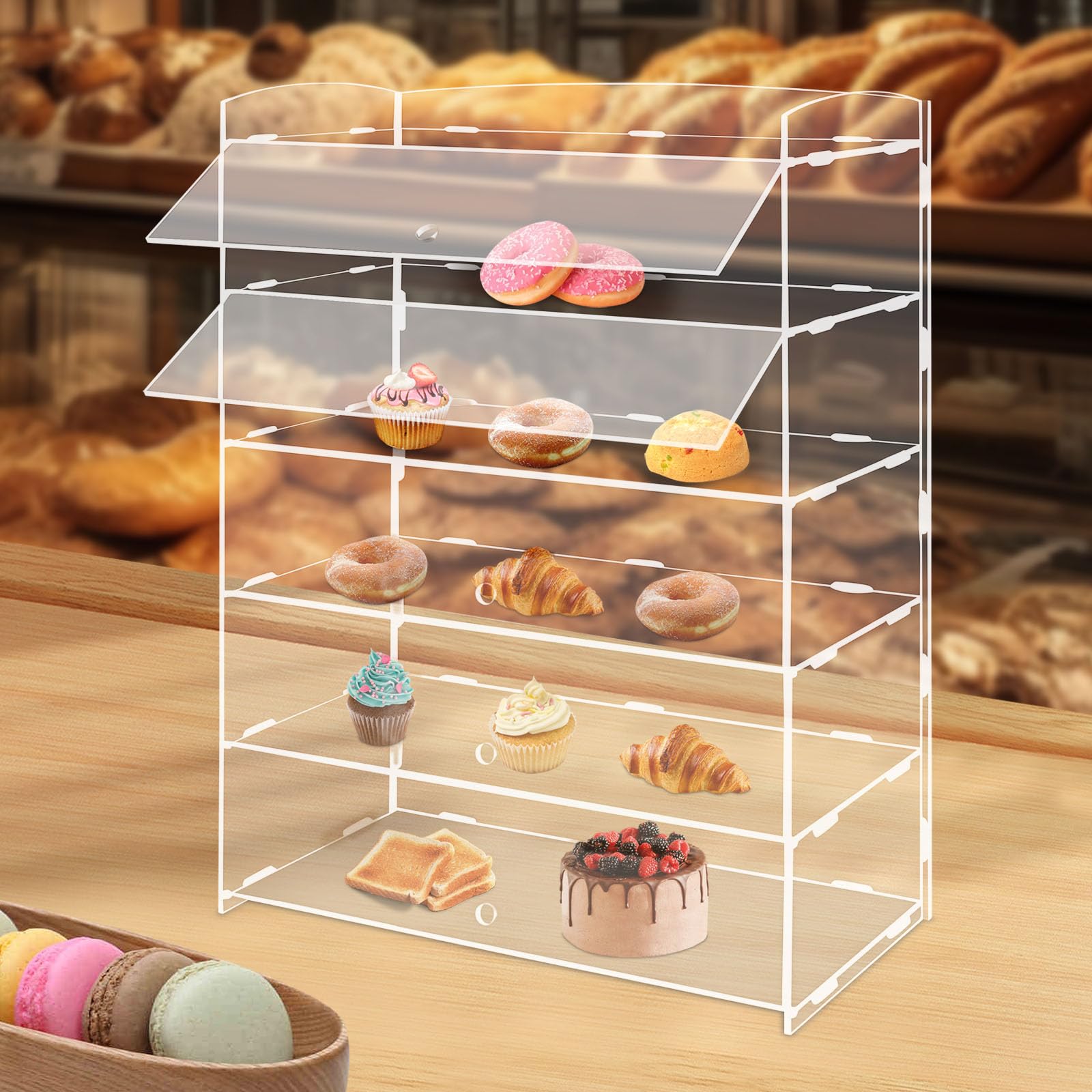 Baked Goods Display 5-Tier Acrylic Display Case - Clear Countertop ...