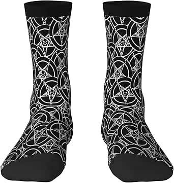 Amazon.com: allgobee Mens Crew Socks Satanic-Sigil-Baphomet-Pentagram ...