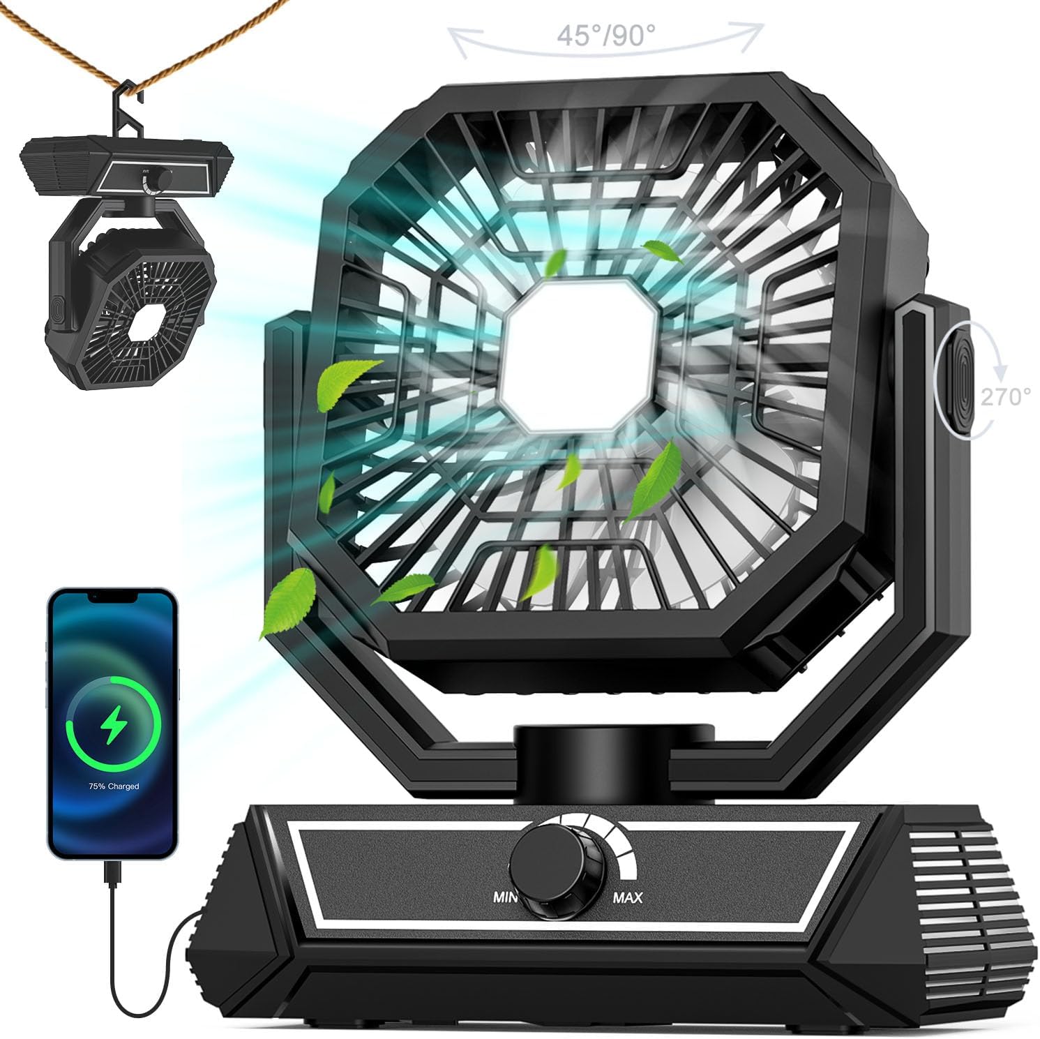 Amazon.com: Portable Camping Fan with LED Lantern - Cordless ...