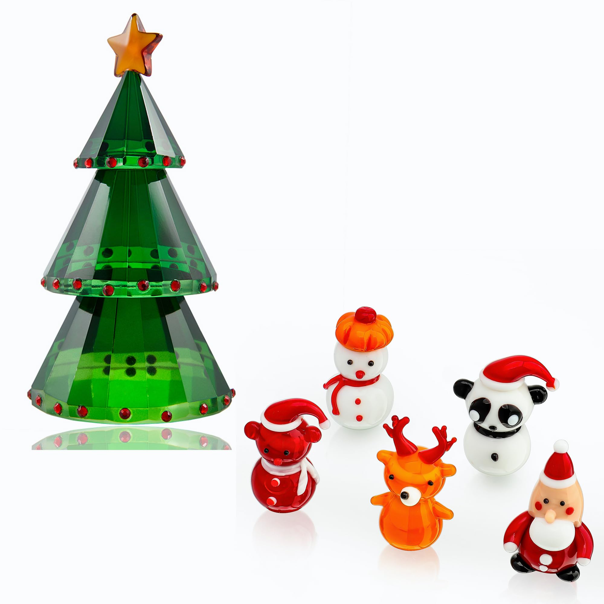 Amazon.com: H&D HYALINE & DORA Green Crystal Glass Christmas Tree ...
