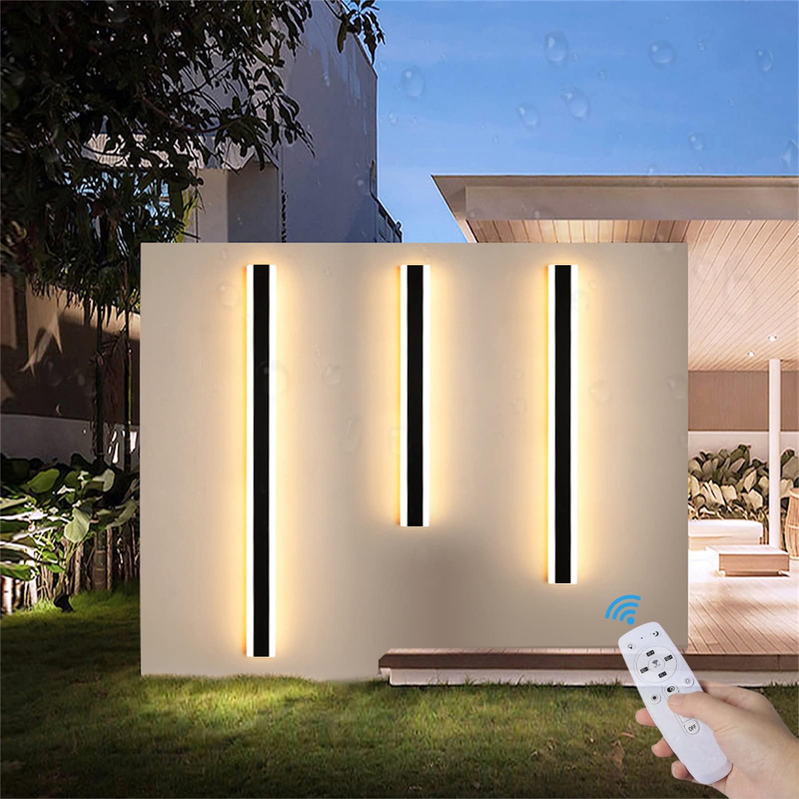 TZSMUM LED Outdoor Garden Wall Light Lamp Dimmable with Remote Control ...