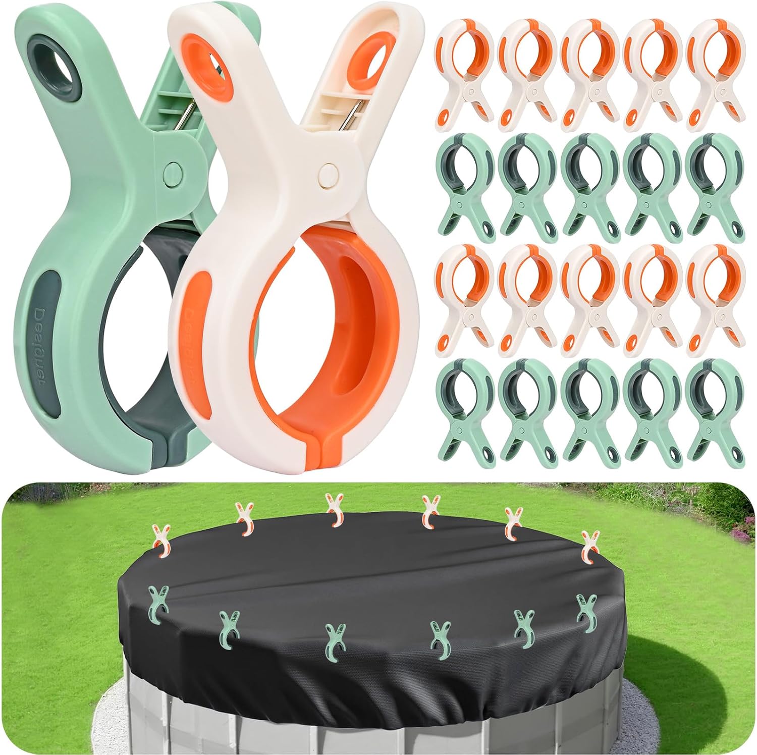 Amazon.com: 20Pack Pool Cover Clips Clamps Large for Above Ground Pools ...