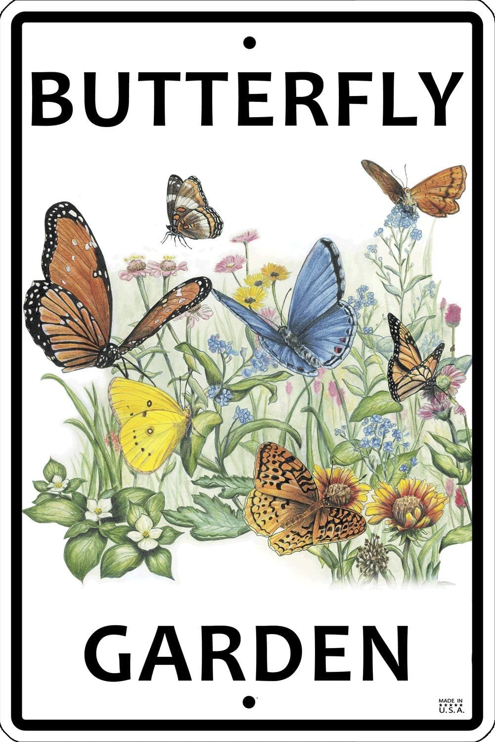 Amazon.com : CROSSWALKS Butterfly Garden 10" X 15" Aluminum Sign (WS040 ...