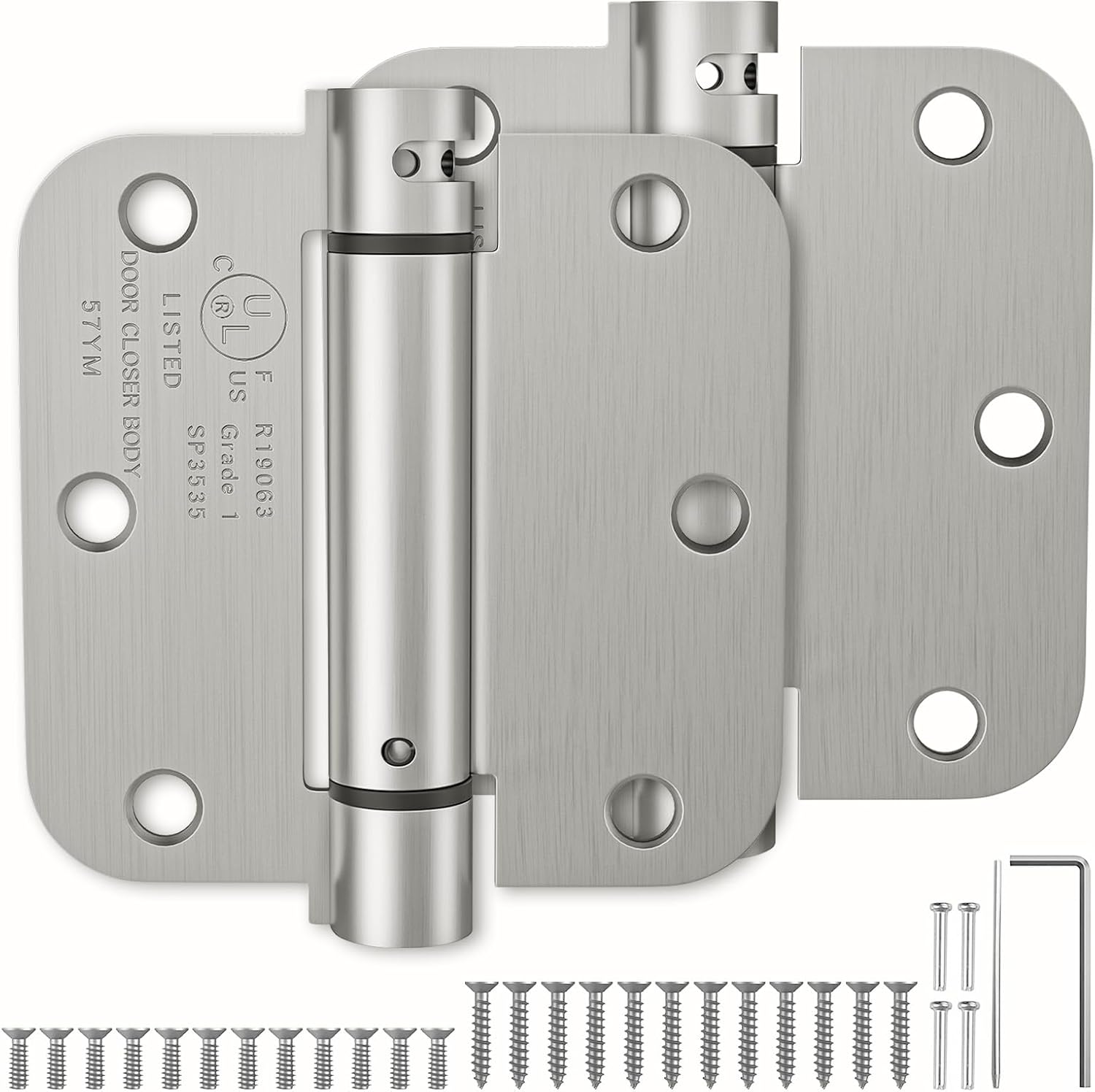 2 Pack Self Closing Door Hinges, 3.5 Inch Spring Loaded Hinges with 5/8 ...