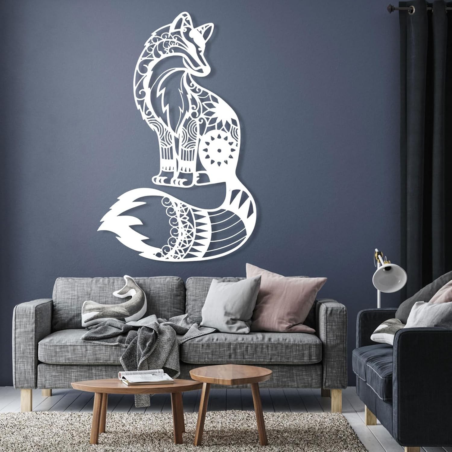 Amazon.de: Moderne minimalistische Metall-Wandkunst Fuchs, Mandala ...