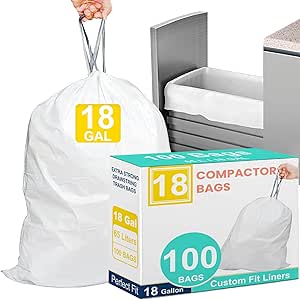 18 Gallon 100 Count Compactor Kitchen Trash Bags 1.2 Mil THICK Heavy ...