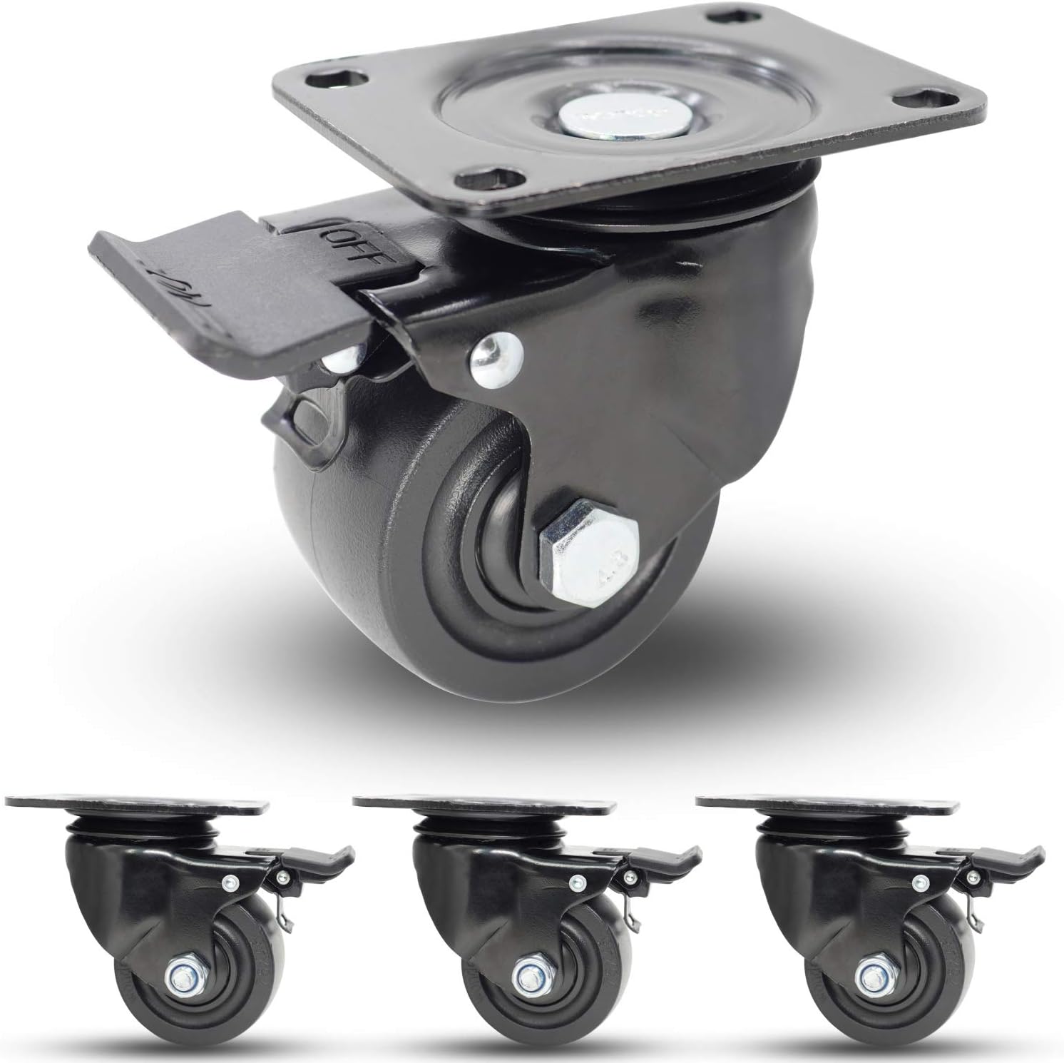 Casoter 3" Extra Width Wheel Industrial Caster, Top Plate Swivel with ...