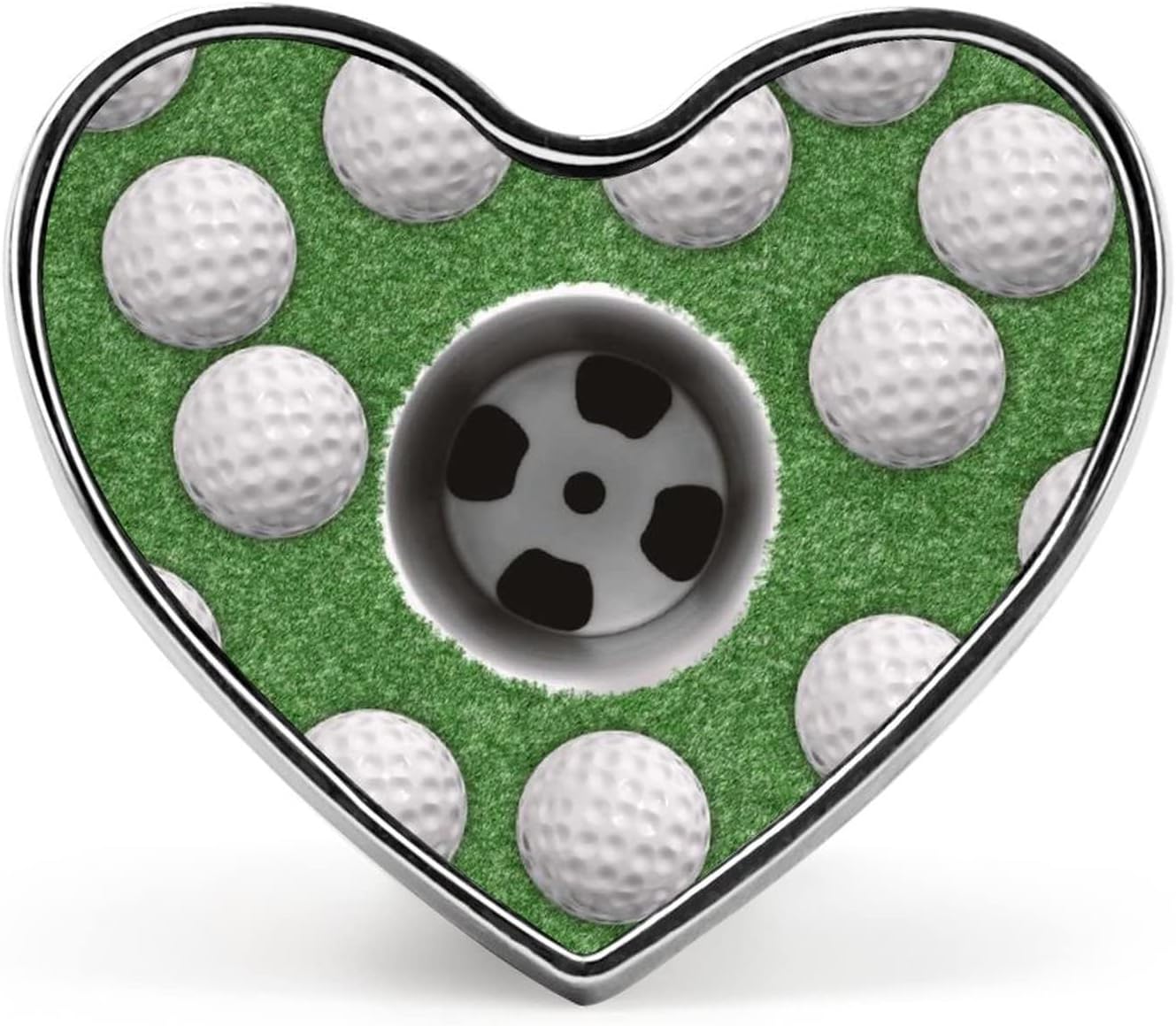Amazon.com: White Golf Balls on Green Missed Target Heart Brooch Pin ...