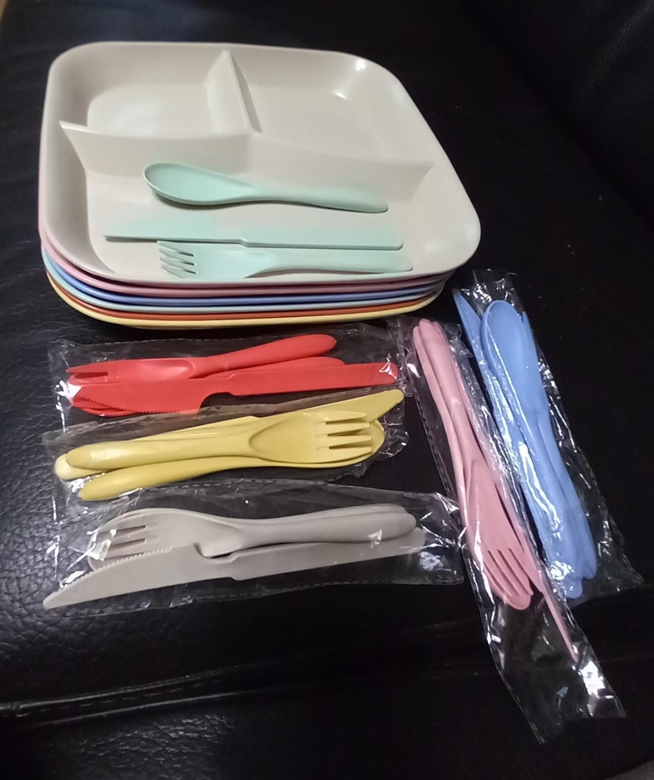 Worephu 6Pcs Divided Dinner Plate, 3 Compartment Plates with Tableware ...