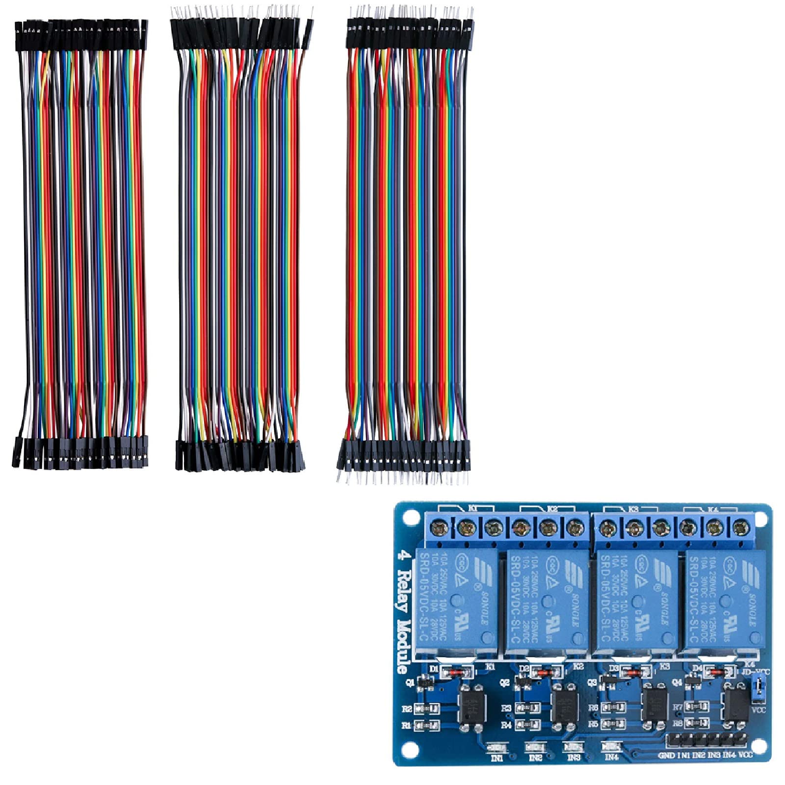 Amazon.com: ELEGOO 120pcs Multicolored Dupont Wire & ELEGOO 4 Channel ...