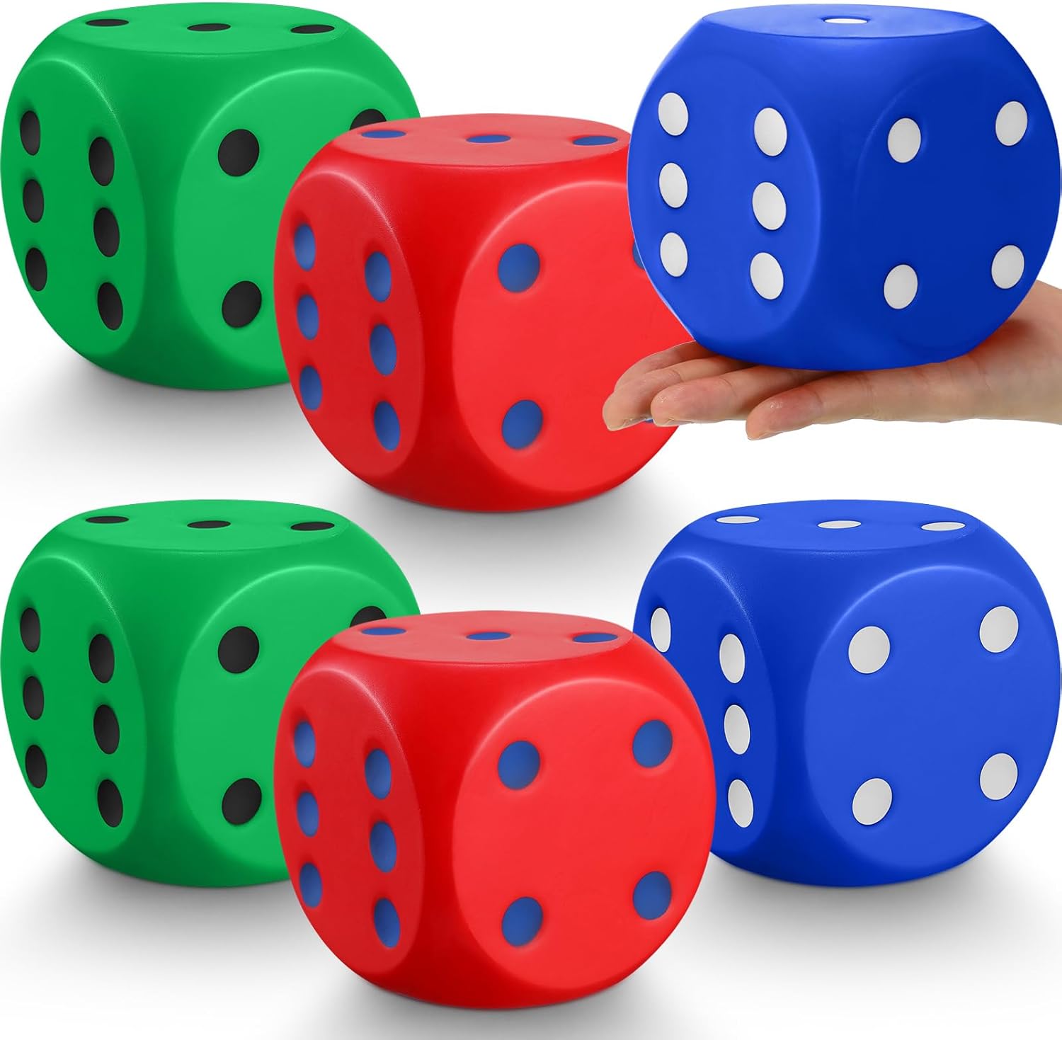 Simgoing 6 Pack 4" Extra Large Dice Stress Ball Giant PU Foam Dices ...