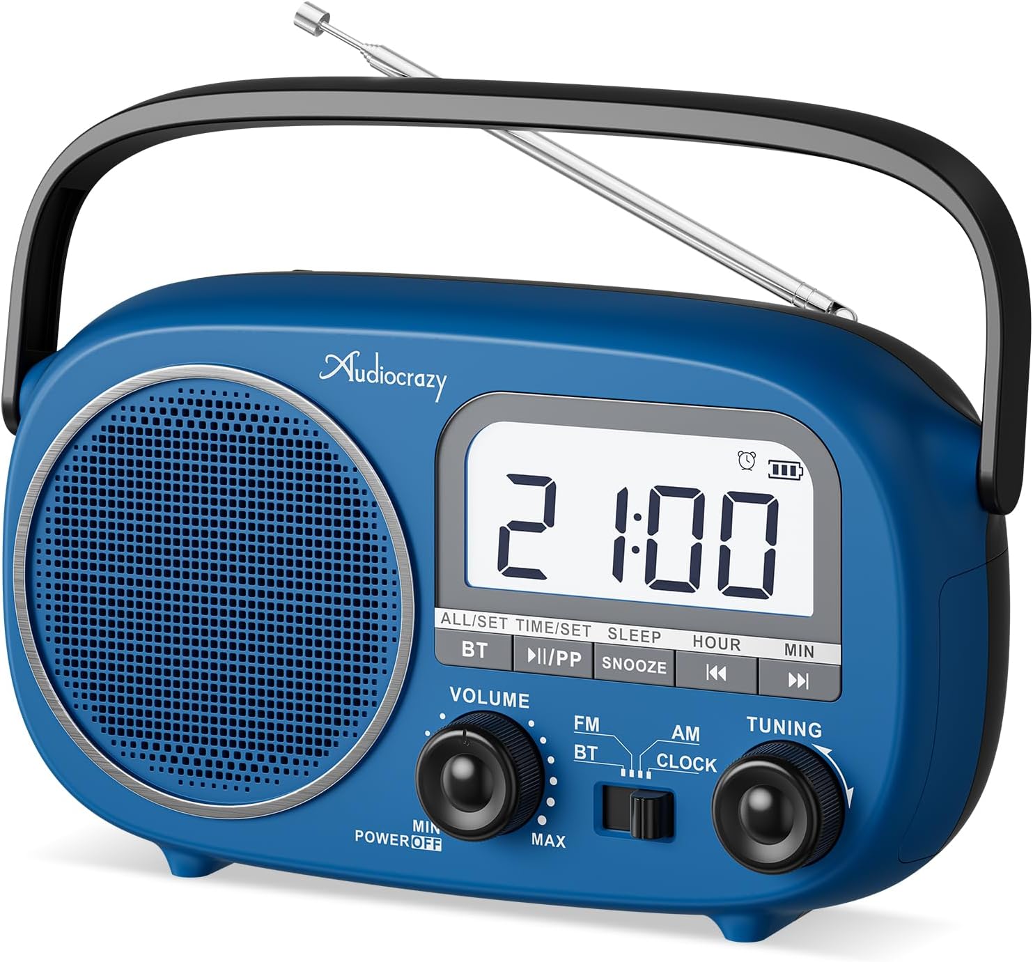 Amazon.com: Audiocrazy Portable AM FM Rechargeable Radio with Best ...