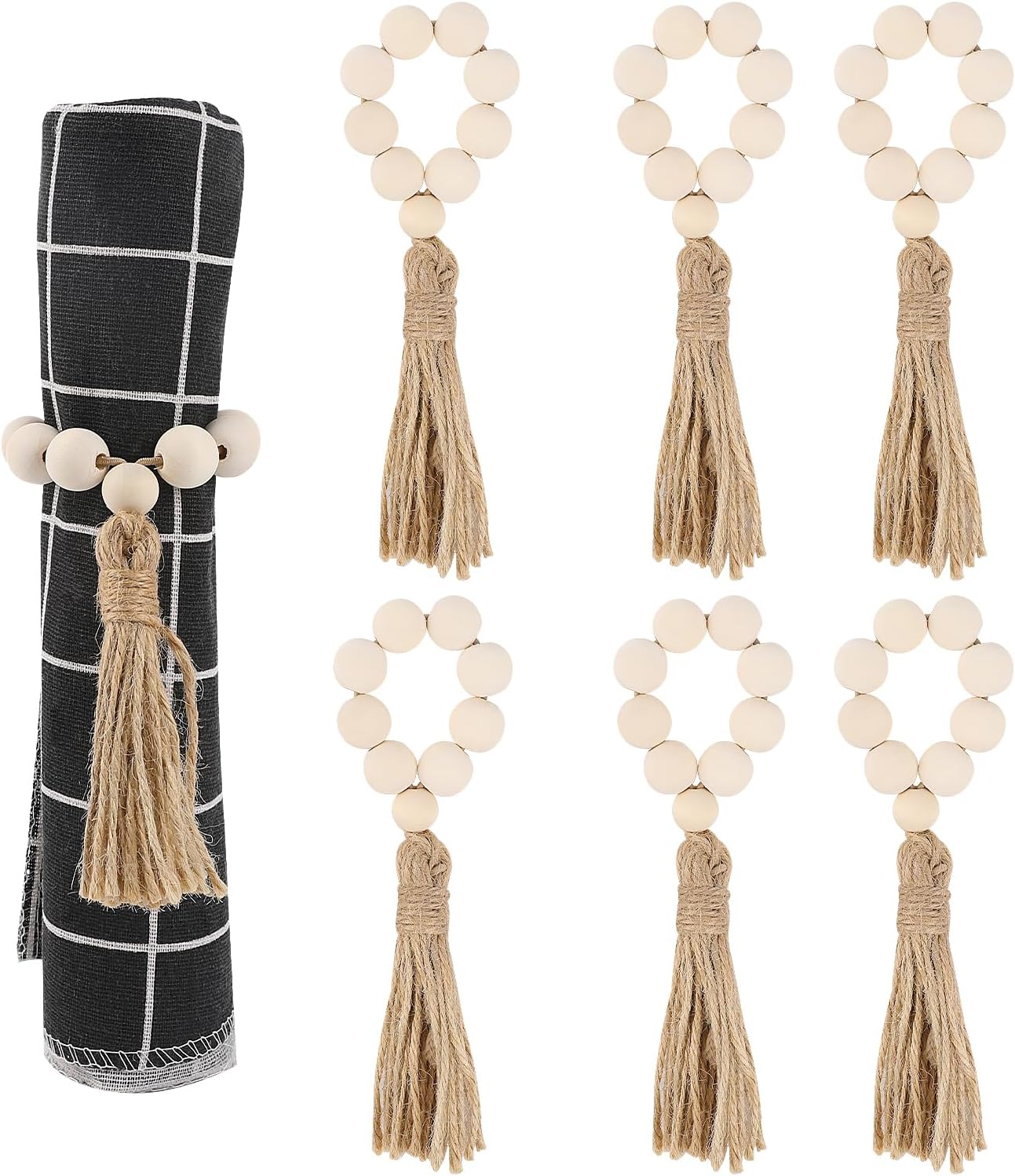 Amazon.com: Napkin Rings Set of 6, Farmhouse Stretchable Napkin Rings ...