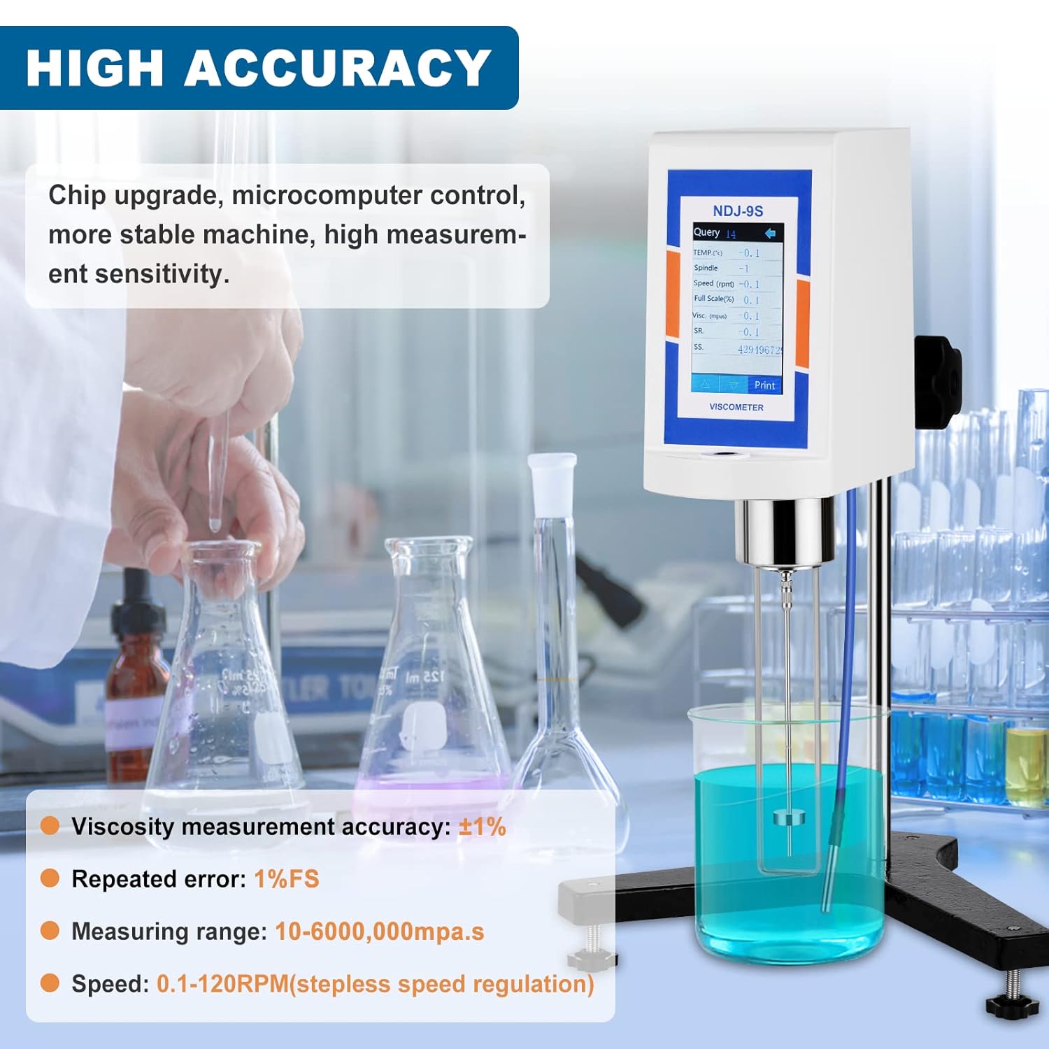 Viscómetro rotacional digital 10-6,000,000mPa.s medidor de viscosidad 1 ...