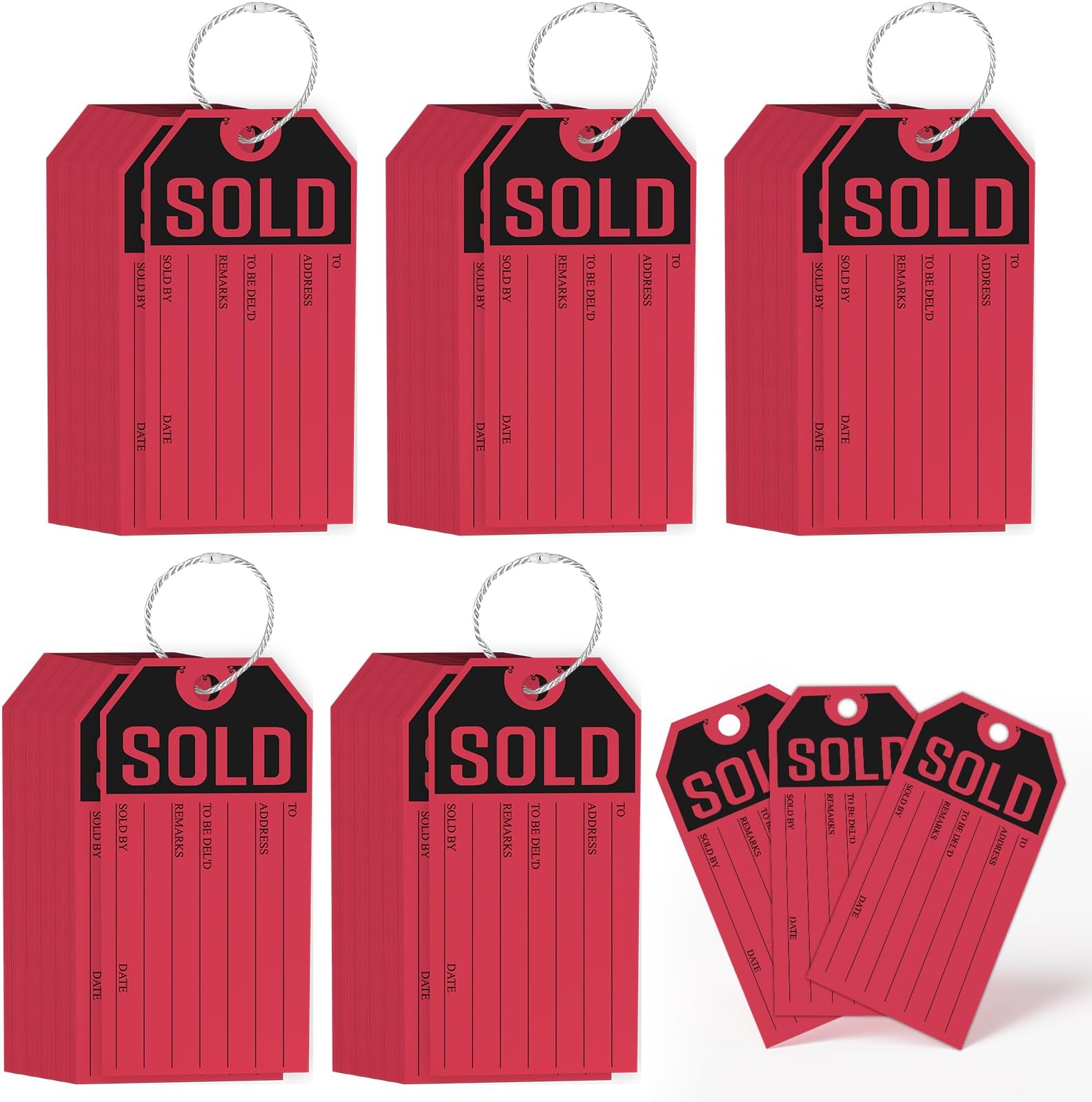 Amazon.com : Sold Tags - Heavy Duty Weatherproof - Pack of 100 Red ...