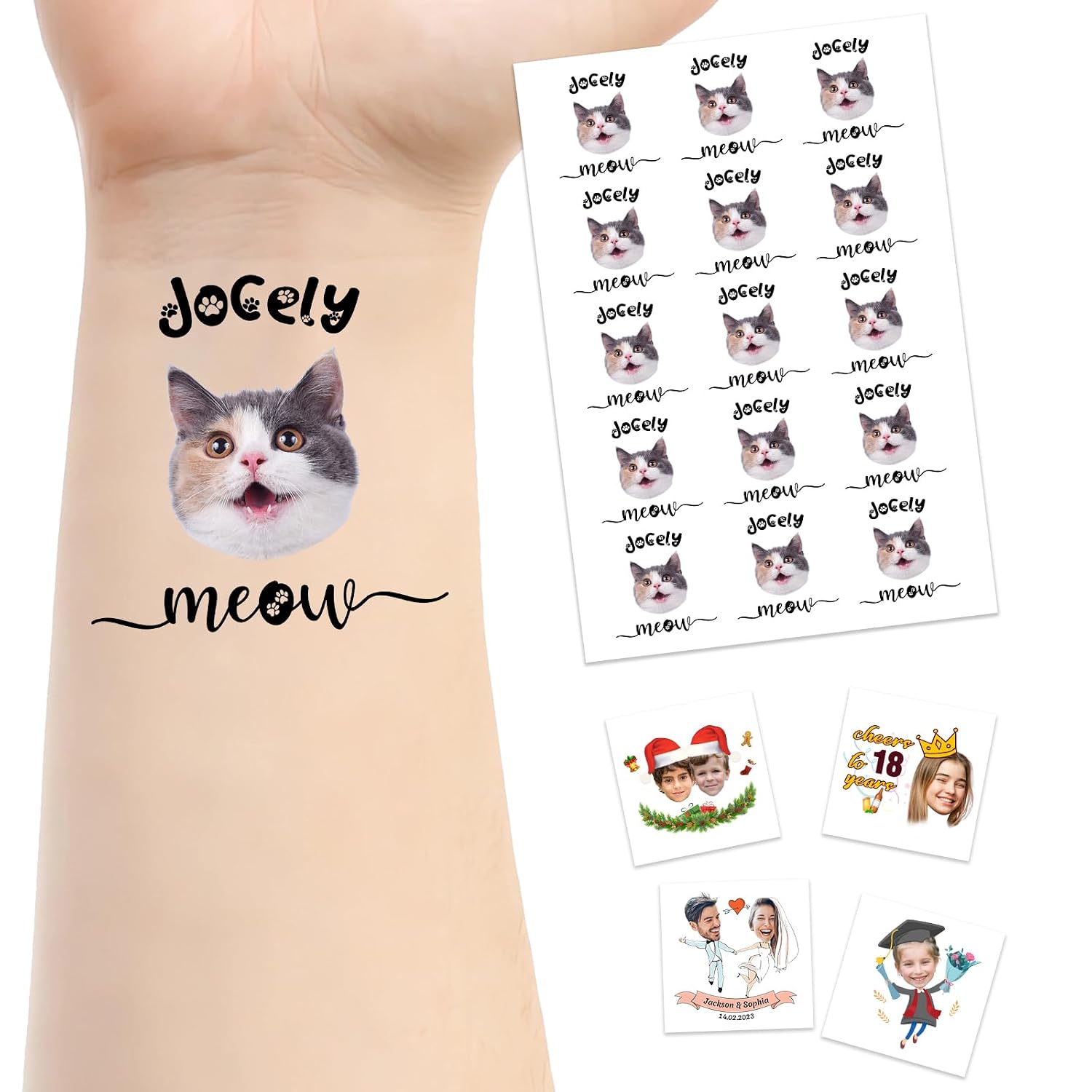 Amazon.com : Custom Temporary Tattoo for Adults Women Men with Photo ...
