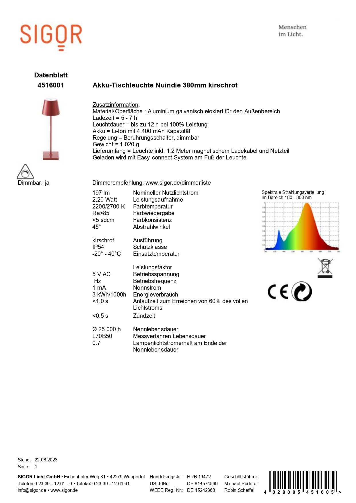 SIGOR Nuindie pocket - Dimmbare kleine LED Akku-Tischlampe Indoor ...