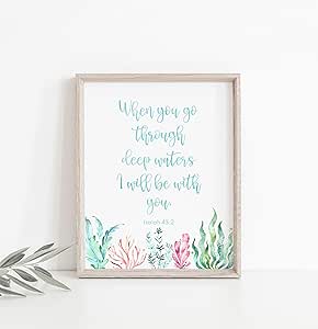 Amazon.com: Kid's Bible Verse Nautical Nursery Print, When you go ...