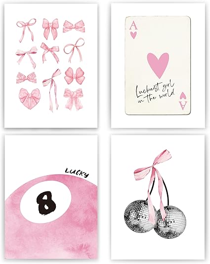 Amazon.com: okaxscm Pink Coquette Trendy Preppy Wall Art Prints Set of ...