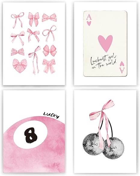Amazon.com: okaxscm Pink Coquette Trendy Preppy Wall Art Prints Set of ...