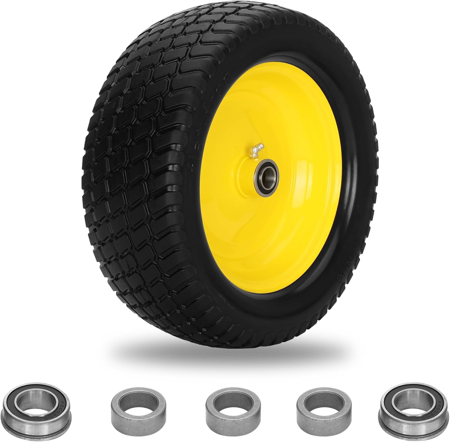 Amazon.com: Upgrade 16x6.50-8 Flat Free Lawn Mower Tires and Wheels ...