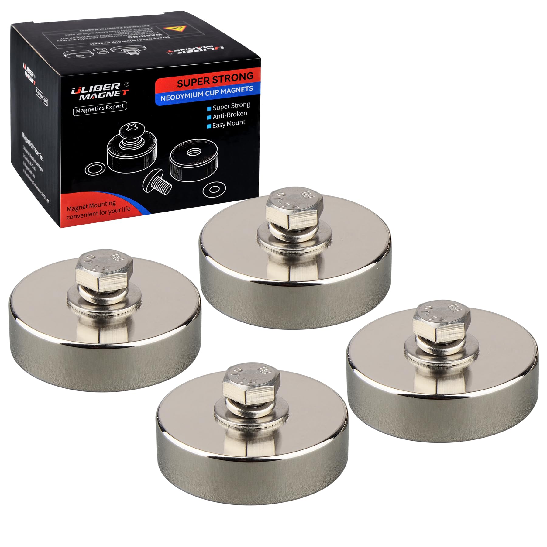 ULIBERMAGNET 1/4-20” Heavy Duty Magnets,4Pack Powerful Rare Earth ...