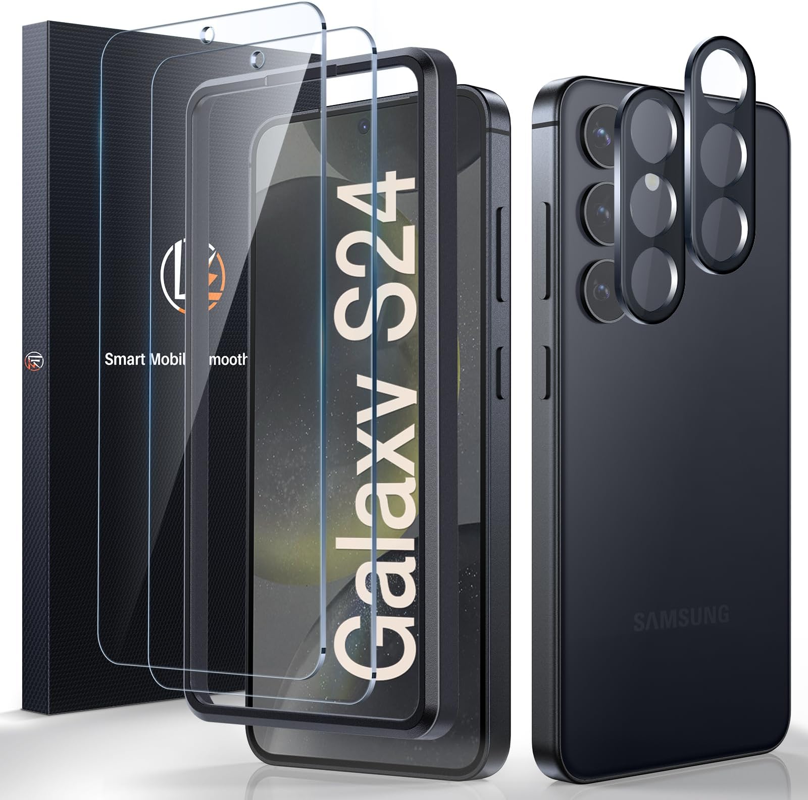 LK 4 Pack For Samsung Galaxy S24 Screen Protector, 2pcs Screen Protector & 2pcs Camera Lens ...