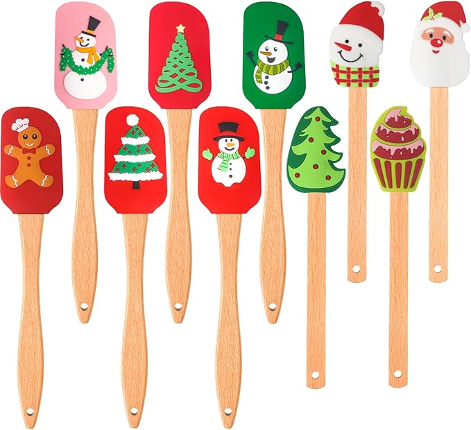 Amazon.com: Christmas Silicone Xmas Cake Spatula with Wooden Handle ...