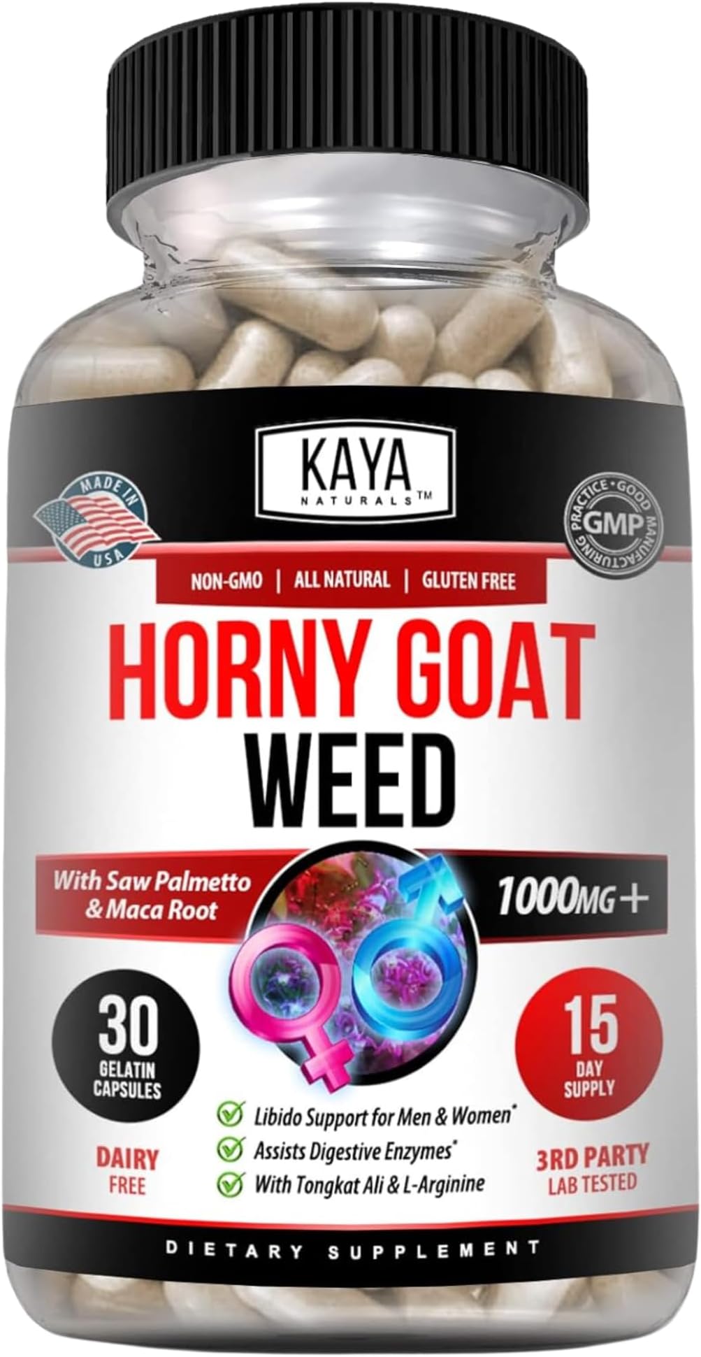 Amazon.com: Kaya Naturals Horny Goat Weed for Men and Women - 1560mg ...